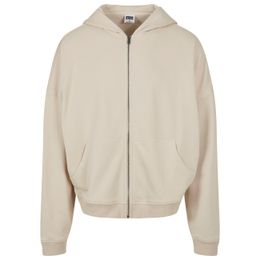 Sweatjacke Urban Classics "Urban Classics Herren 90's Zip Hoody", Herren, Gr. M, beige (softseagrass), 65% Baumwolle, 35% Polyester, unifarben, Sweatjacken