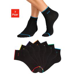 H.I.S. Kurzsocken H.I.S, Herren, Gr. 43-46, schwarz (7x schwarz), Baumwollmischung, geringelt, elastisch, Socken, mit farbigen B&uuml;ndchen