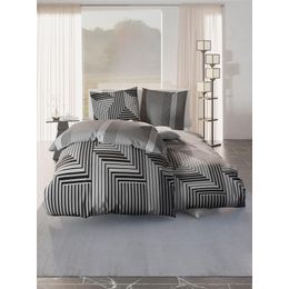 Bettwäsche Kaeppel Gr. 5, grau (schwarz, grau, bedruckt), B/L: 135cm x 200cm, Renforcé, B/L: 40cm x 80cm, 2 Stk., Renforcé, 100% Baumwolle, Bettwäsche