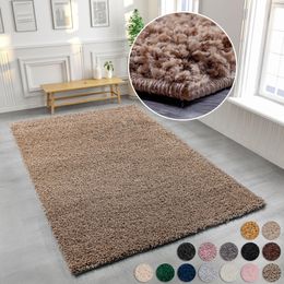 Hochflor-Teppich my home "Viva" Gr. 1, braun (braunmelange), B:60cm H:45mm L:90cm, Kunstfaser, Teppiche, Uni Farben, einfarbig, besonders weich und kuschelig, Kundenliebling
