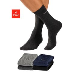 H.I.S. Socken H.I.S, Herren, Gr. 39-42, blau (1x schwarz, 1x marine, 1x anthrazit, meliert, 1x grau, meliert), Baumwolle, Elasthan (LYCRA), Polyamid, unifarben, elastisch, Socken, mit druckfreiem Bündchen