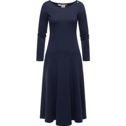 A-Linien-Kleid Ragwear "Appero Long", Damen, Gr. M (38), Normalgrößen, blau (navy), Material: 70% Baumwolle, 30% Polyester, Basic, A-Linie ca. Mitte Wade, Rundhals, Ärmel ohne Ärmelschlitz abgesteppte Kante, Kleider, Stylisches Langarm-Kleid für den Winter