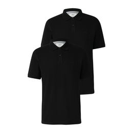 Poloshirt s.Oliver, Herren, Gr. M, schwarz, Piqué, Obermaterial: 100% Baumwolle, unifarben, regular fit taillenbedeckt, ohne Ausschnitt, Shirts, mit Logo Stickerei