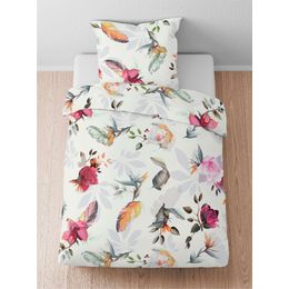 Bettwäsche Biberna Gr. 1, bunt (natur, bunt), B/L: 135cm x 200cm, Lyocell, B/L: 80cm x 80cm, 2 Stk., Lyocell, 100% Lyocell TENCEL™, Bettwäsche