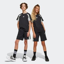 Shorts adidas Sportswear "J CB SHORT", Jungen, Gr. 128, N-Gr, schwarz (schwarz, wonder silber, weiß), Obermaterial: 52% Baumwolle, 48% Polyester, Hosen