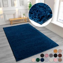 Hochflor-Teppich my home "Viva" Gr. 2, blau, B:70cm H:45mm L:140cm, Kunstfaser, Teppiche, Uni Farben, einfarbig, besonders weich und kuschelig, Kundenliebling