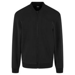 Collegejacke Urban Classics "Urban Classics Herren Cozy College Jacket", Herren, Gr. L, schwarz, 95% Baumwolle, 5% Elasthan, unifarben, loose fit, amerikanischer Ausschnitt, Jacken