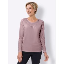 Rundhalsshirt Classic Basics "Rundhals-Shirt", Damen, Gr. 46, lila (mauve), 100% Baumwolle, unifarben, Rundhals, Shirts