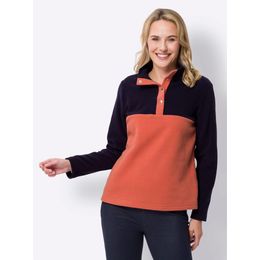 Fleeceshirt Classic Basics "Fleece-Shirt", Damen, Gr. 38, blau (marine, grapefruit), 100% Polyester, gemustert, mehrfarbig, Shirts