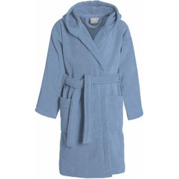 Kinderbademantel Seahorse "Seahorse Pure" Gr. 134, blau (jeansblau), L:87, Velours, Hausmäntel, Langarm, aufgesetzte Taschen