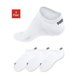 Sneakersocken Puma, Damen, Gr. 35-38, weiß (3x weiß), Baumwolle, Baumwollmischung, Elasthan, unifarben, elastisch, Socken, mit eingestricktem Markenlogo