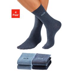 H.I.S. Socken H.I.S, Herren, Gr. 39-42, blau (1x marine, 1x jeansblau, meliert, 1x jeans, meliert, 1x hellblau, meliert), Baumwolle, Elasthan (LYCRA), Polyamid, meliert, elastisch, Socken, mit druckfreiem Bündchen