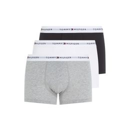 Boxer "TRUNK 3 PACK", Herren, Gr. L (52), grau (grau, heather, schwarz, weiß), Jersey, Obermaterial: 95% Baumwolle, 5% Elasthan, Tommy Hilfiger Underwear, kontrastfarbene Details, meliert, unifarben, körpernah, Unterhosen, mit Logoschriftzug