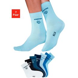 H.I.S. Socken H.I.S, Kinder, Gr. 23-26, bunt (bunt, blau), Baumwollmischung, uni und gemustert, elastisch, Socken Socken, für Kinder mit Fußballmotiv