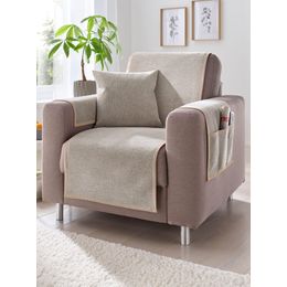 Tagesdecke Gr. 5, grau (taupe), B:38cm L:38cm, 55% Polyacryl, 25% Baumwolle, 20% Polyester, Tagesdecken