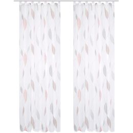 Vorhang Home Wohnideen "PAOLO" Gr. 2, wei&szlig;, B:140cm H:175cm, Voile, Polyester, Gardinen, 2er Pack Schlaufenschal PAOLO bedruckt