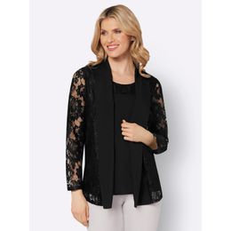 Spitzenbluse Classic Basics, Damen, Gr. 48, schwarz, 100% Polyester, Spitze:100% Polyamid, unifarben, Rundhals, Blusen Spitzenbluse