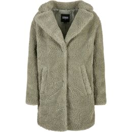 Parka Urban Classics "Urban Classics Damen Ladies Oversized Sherpa Coat", Damen, Gr. 4XL, weiß (softsalvia), 100% Polyester, unifarben, oversize, amerikanischer Ausschnitt, Jacken