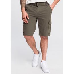 H.I.S. Bermudas H.I.S, Herren, Gr. 30, N-Gr, gr&uuml;n (khaki), Web, Obermaterial: 98% Baumwolle, 2% Elasthan, unifarben, normal knieumspielend, Hosen Bermudas