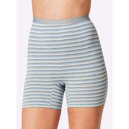 wäschepur Lange Unterhose WÄSCHEPUR, Damen, Gr. 36/38, grau (grau, geringelt, grau, meliert), 60% Baumwolle, 35% Polyester, 5% Elasthan, Unterhosen