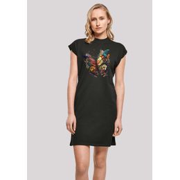 Shirtkleid F4NT4STIC "Schmetterling Bunt", Damen, Gr. 3XL, schwarz, Obermaterial: 100% Baumwolle, regular fit, ohne B&uuml;ndchen, Kleider Shirtkleid, Print