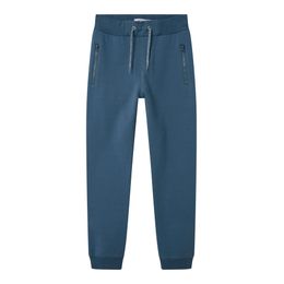 Trainingshose name it "NKMHONK BRU SWE PANT NOOS", Jungen, Gr. 152, N-Gr, blau (china blau), Web, Obermaterial: 95% Baumwolle, 5% Elasthan, unifarben, regular fit knöchellang, Hosen