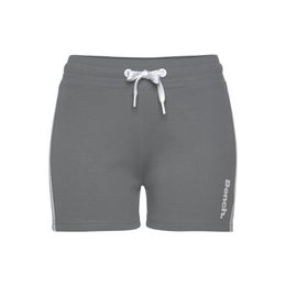 Relaxshorts BENCH. LOUNGEWEAR, Damen, Gr. 32/34, N-Gr, grau (stone, weiß), Jersey, Obermaterial: 60% Baumwolle, 40% Polyester, unifarben mit Farbeinsatz, bequem kurz, Hosen, mit Seitenstreifen, Loungewear