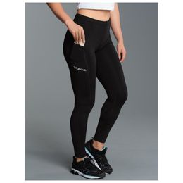 Jerseyhose TRIGEMA "TRIGEMA Sportleggings mit praktischer Tasche", Damen, Gr. M, US-Gr&ouml;&szlig;en, schwarz, 85% Polyester, 15% Elasthan, Hosen Jerseyhose