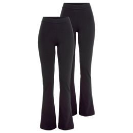 Bootcuthose Flashlights, Damen, Gr. 36, N-Gr, schwarz, Sweatware, Obermaterial: 95% Baumwolle, 5% Elasthan, unifarben, Basic, sehr figurbetont lang, Hosen, aus elastischem jersey