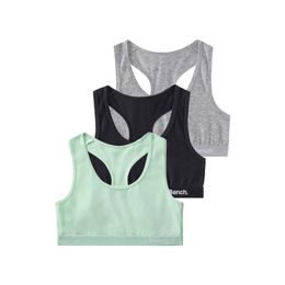 Bustier Bench., Mädchen, Gr. 134/140, N-Gr, schwarz (mint, schwarz, grau, meliert), Jersey, Obermaterial: 92% Baumwolle, 8% Elasthan, Basic, körpernah, BHs, im sportlichen Look mit Ringerrücken