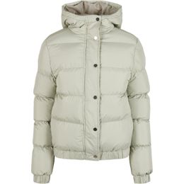 Winterjacke Urban Classics "Urban Classics Damen Ladies Hooded Puffer Jacket", Damen, Gr. L, weiß (softsalvia), 100% Polyester, unifarben, normal, ohne Ausschnitt, Jacken