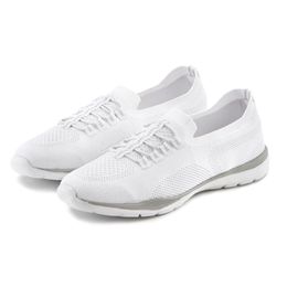 Sneaker Lascana "Slipper, Halbschuh, leichtes Meshmaterial", Damen, Gr. 35, weiß, Obermaterial: 100% Textilmaterial. Futter: 100% Textilmaterial. Decksohle: 100% Textilmaterial. Laufsohle: 100% Synthetik, unifarben, Schuhe, zum Reinschlüpfen mit elastischen Schnürbändern VEGAN