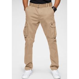 H.I.S. Cargohose H.I.S, Herren, Gr. 33, N-Gr, beige, Web, Obermaterial: 98% Baumwolle, 2% Elasthan, unifarben, Casual, regular fit, Hosen