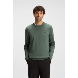Rundhalspullover BOSS Green "K Ever-X CN", Herren, Gr. M, open grün358, Strick, Obermaterial: 100% Baumwolle, unifarben, hüftlang, Rundhals, Bündchen, Pullover, mit Logo-Schriftzug