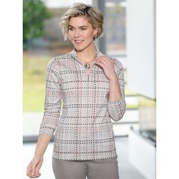 Stehkragenshirt Classic Basics "Shirt", Damen, Gr. 54, rosa (hellgrau, rosenholz, bedruckt), 100% Baumwolle, gemustert, mehrfarbig, Shirts