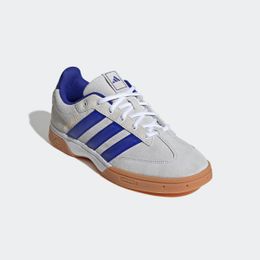 Hallenschuh adidas Performance "SPEZIALIST INDOOR", Gr. 41, grau (cloud weiß, lucid blau, grau two), Leder, Textil, Schuhe, geeignet für jeden Hallensport