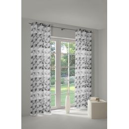 Vorhang WIRTH "Berlare" Gr. 1, grau (dunkelgrau), B:132cm H:145cm, Jacquard, Baumwolle, Polyester, Gardinen