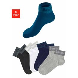 Kurzsocken Bench., Damen, Gr. 43-46, blau (2x schwarz, 2x weiß, 2x hellgrau, meliert, 2x blau), Baumwolle, Elasthan, Polyamid, unifarben, elastisch, Socken, mit eingestricktem Schriftzug am Bündchen