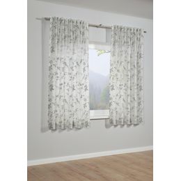 Gardine SEHLBACH "Schal Zweige" Gr. 1, grau, B:140cm H:175cm, Polyester, Viskose, Gardinen, mit Gardinenband und verdeckten Schlaufen