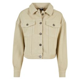 Jeansjacke Urban Classics "Urban Classics Damen Ladies Oversized Colored Denim Jacket", Damen, Gr. 4XL, beige (softseagrass), 100% Baumwolle, unifarben, Klassisch, oversize, amerikanischer Ausschnitt, Jacken
