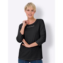 3/4-Arm-Shirt Classic Basics "3/4-Arm-Shirt", Damen, Gr. 40, schwarz, 100% Baumwolle, unifarben, Rundhals, Shirts