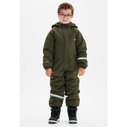 Schneeoverall ZIGZAG "Vally", Kinder, Gr. 104, grün (dunkelgrün), 100% Polyester, lang, Overalls, mit wasser- und winddichter TPU-Membran