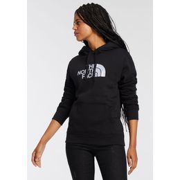 Kapuzensweatshirt The North Face "W DREW PEAK REGULAR HOODIE", Damen, Gr. XL, schwarz (tnf schwarz), Sweatware, Obermaterial: 80% Baumwolle, 20% Polyester, bestickt, unifarben, normal, Rundhals, Rippbündchen, Sweatshirts