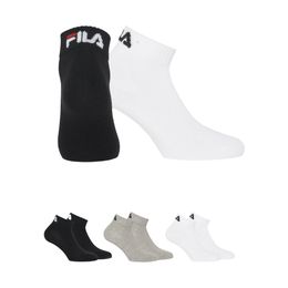 Kurzsocken Fila "UNISEX INVISIBLE PLAIN SOCKS", Damen, Gr. 35-38, schwarz (schwarz, grau, weiß), Baumwolle, Elasthan, Polyester, bedruckt, unifarben, elastisch, Socken, mit Logostickerei