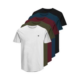 Jack & Jones Rundhalsshirt JACK & JONES "JPRBLABRODY im 5er-Pack, mit Logodruck, Rundhals und atmungsaktiv", Herren, Gr. XS, blau (navy), Single Jersey, Obermaterial: 100% Baumwolle, unifarben, normal normal, Rundhals, Shirts, Rundhals, normal, Baumwolle, Topseller