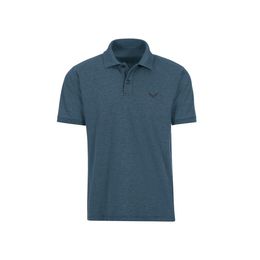 Poloshirt TRIGEMA "TRIGEMA Poloshirt DELUXE Piqué", Damen, Gr. L, blau (jeans, melange), 100% Baumwolle, Basic, Shirts