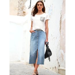 T-Shirt Heine "Shirt", Damen, Gr. 38, weiß, 100% Baumwolle, unifarben, Rundhals, Shirts