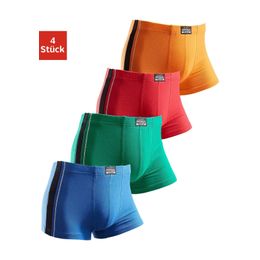 Boxer AUTHENTIC UNDERWEAR "Boxershorts für Herren", Herren, Gr. 3, bunt (rot, orange, grün, blau), Jersey, Obermaterial: 95% Baumwolle, 5% Elasthan, unifarben, Unterhosen, mit kontrastfarbigen Streifen seitlich