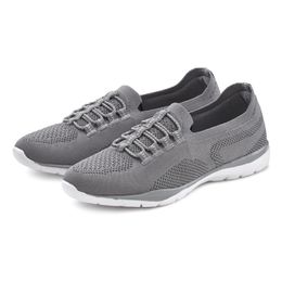 Sneaker Lascana "Slipper, Halbschuh, leichtes Meshmaterial", Damen, Gr. 35, grau, Obermaterial: 100% Textilmaterial. Futter: 100% Textilmaterial. Decksohle: 100% Textilmaterial. Laufsohle: 100% Synthetik, unifarben, Schuhe, zum Reinschlüpfen mit elastischen Schnürbändern VEGAN