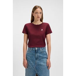 T-Shirt BOSS Orange "Esogo Premium Damenmode", Damen, Gr. L (40), rot (rot 603), Jersey, Obermaterial: 100% Baumwolle, unifarben, Rundhals, abgesteppte Kante, Shirts, mit Artwork auf der Brust